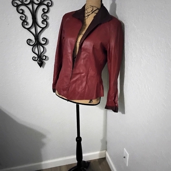 Sigrid Olsen | Jackets & Coats | Real Leather Jacket The Color Of Ox ...